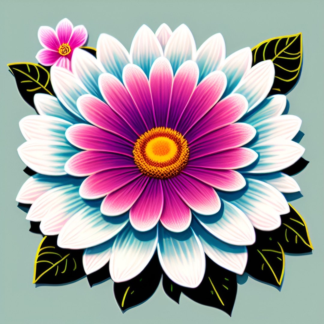 Beautiful Flower Clip Art Illustrated Pngs. Colored - Etsy