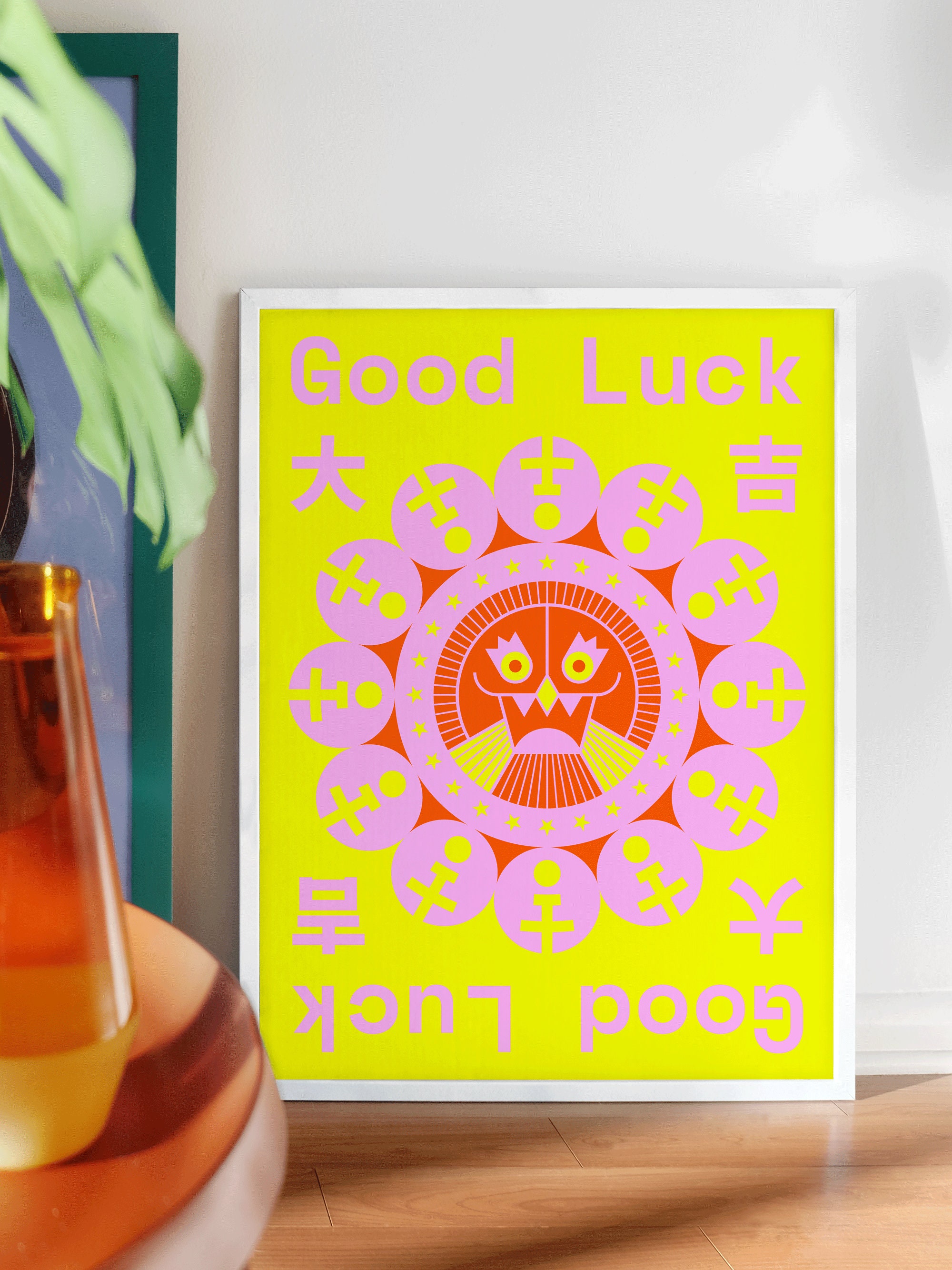 Lucky Poster | Chinese Good Luck Symbol Art Print | Retro Graphic Wall ...