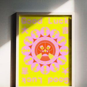 Lucky Poster | Chinese Good Luck Symbol Art Print | Retro Graphic Wall ...