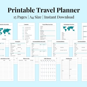 Printable Travel Planner: A4, 15-page Trip Itinerary (digital Download ...