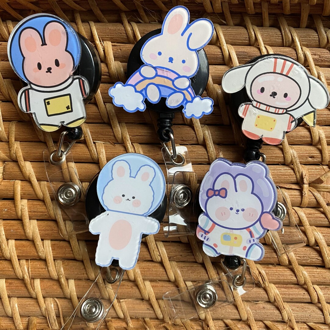 Cute Animated Bunny Badge Reel - Etsy