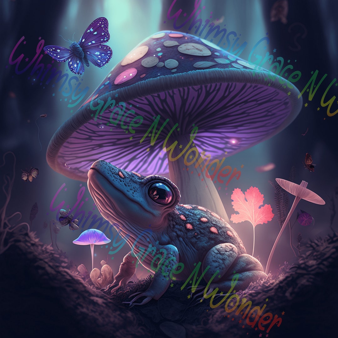 Magical Fairy Garden Frog Mushroom Fairies PNG - Etsy
