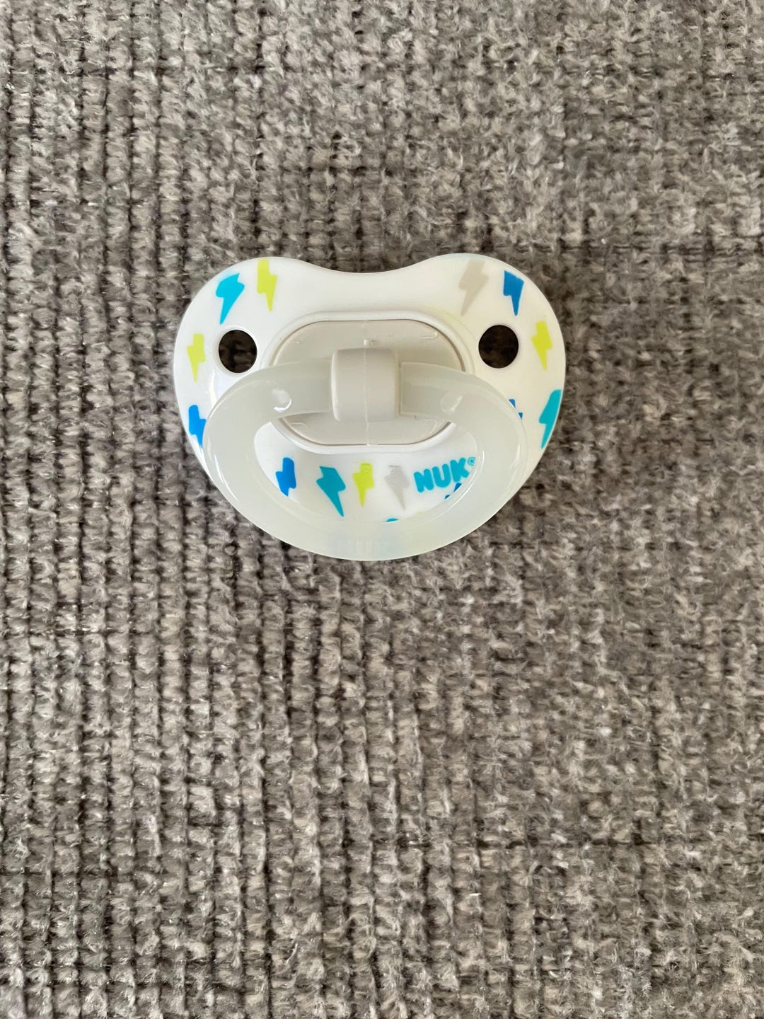 Nuk Yellow and Blue Lightning Bolt Modified Reborn Doll Pacifier With ...