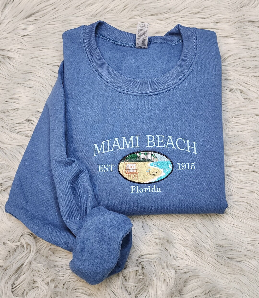 Embroidered Florida Miami Beach Sweatshirt - Miami Beach Unisex ...