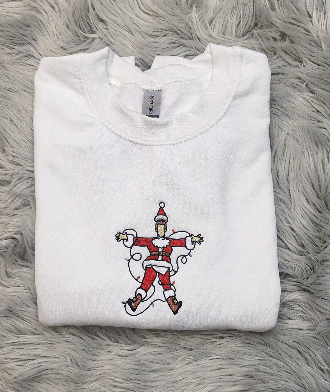 Embroidered Funny Santa Electrocuted Santa Sweatshirt Christmas ...