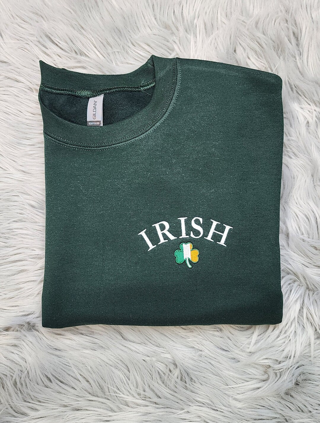 Embroidered Irish Clover Sweatshirt Pocket Logo St Patrick's Day Unisex ...