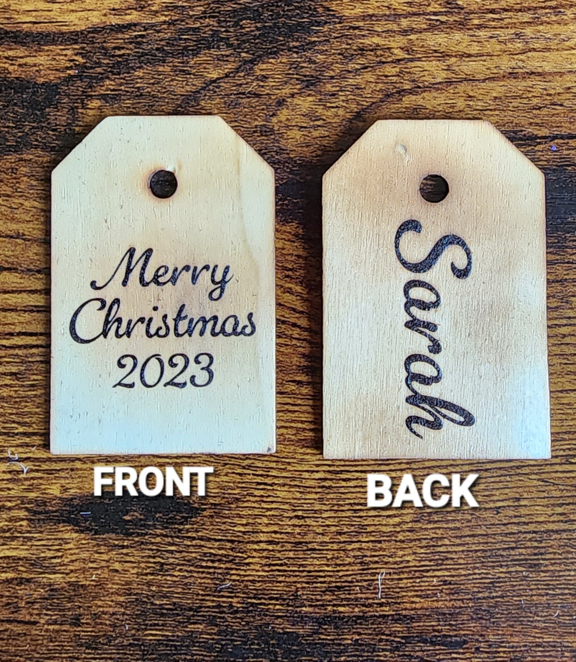 Rustic Gift Tag Wood Burned Ornament - Etsy
