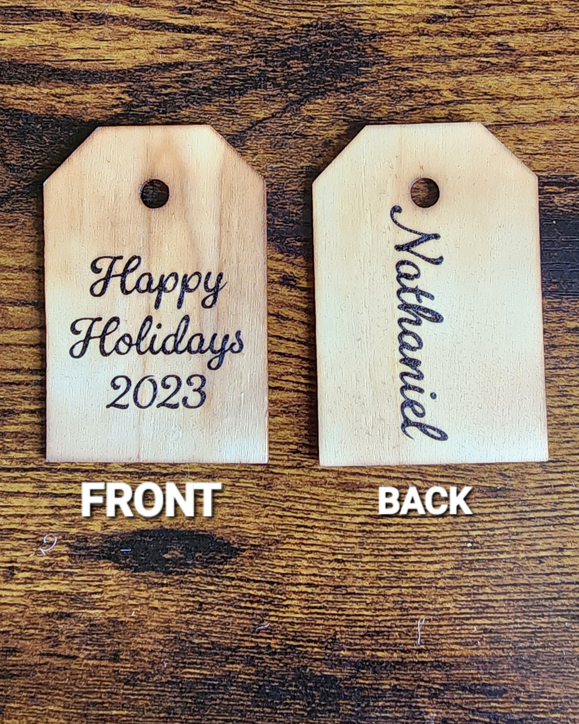 Rustic Gift Tag Wood Burned Ornament - Etsy
