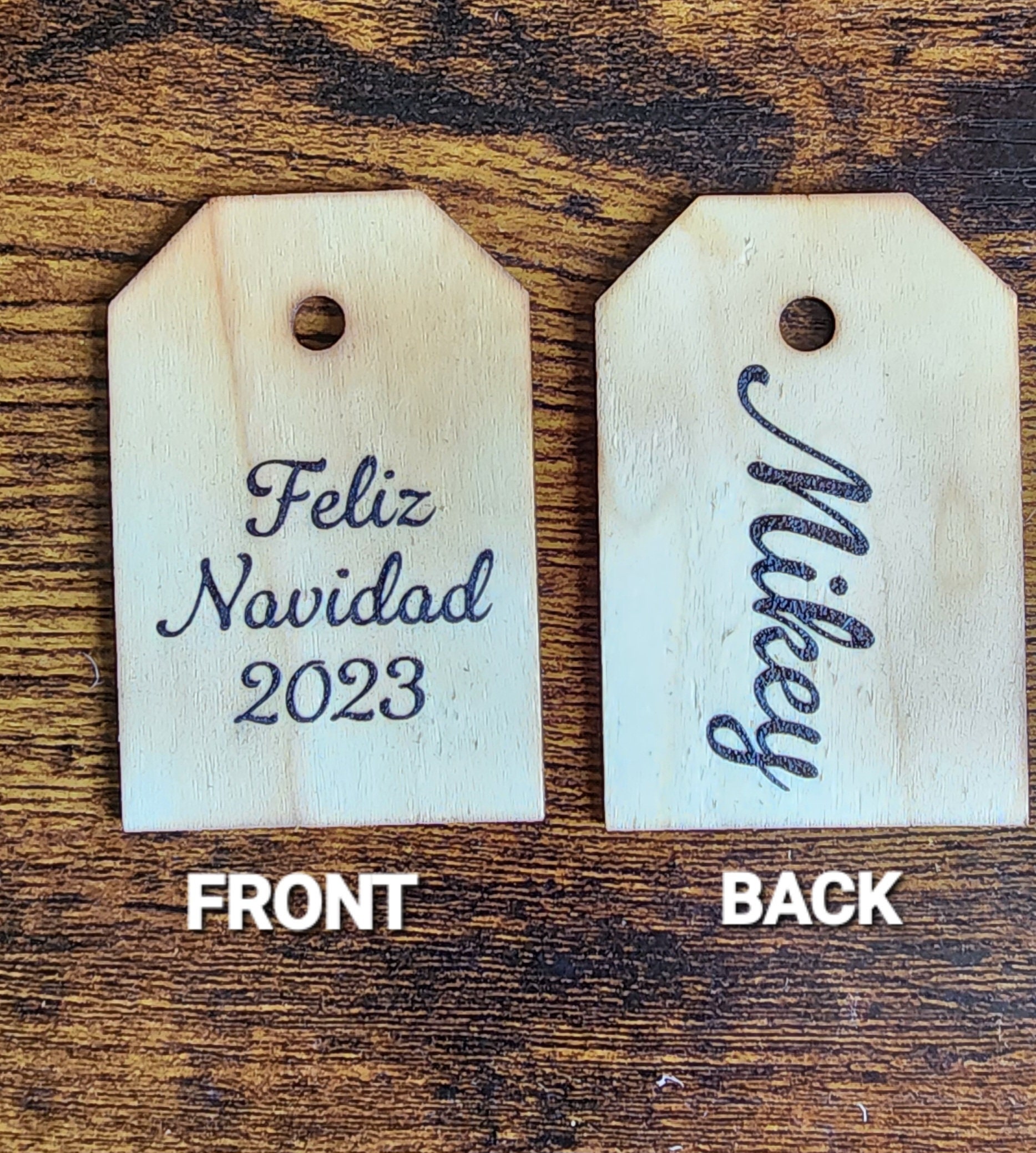 Rustic Gift Tag Wood Burned Ornament - Etsy