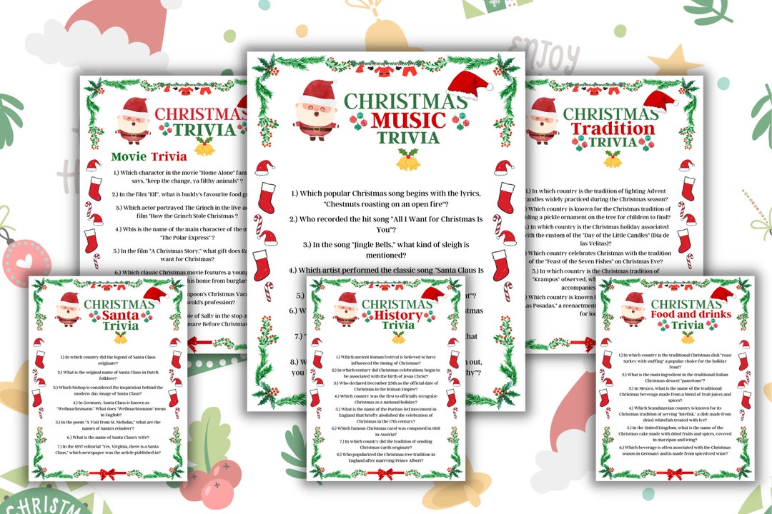 Christmas Trivia Bundle Printable Xmas Activities for Kids Adults ...