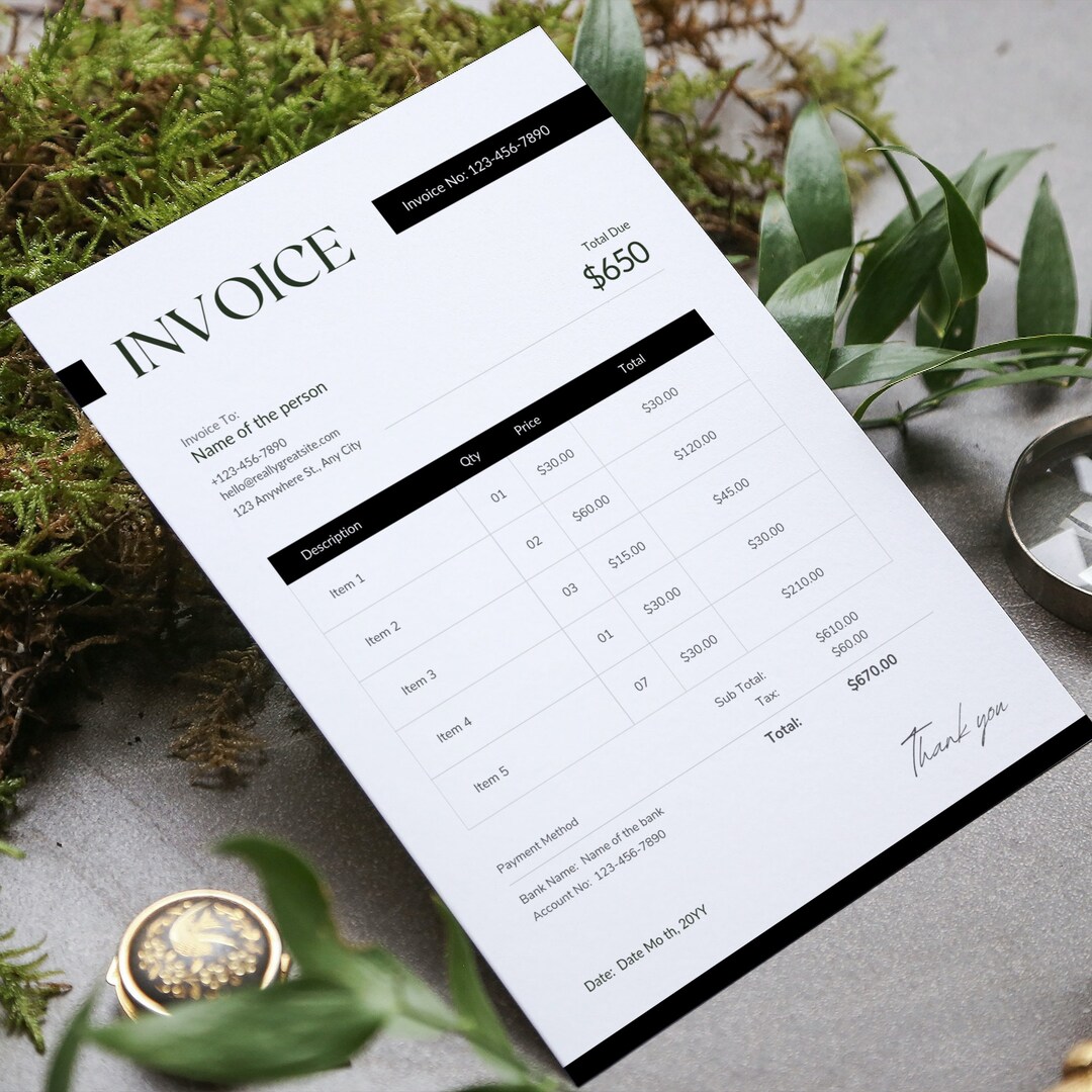 Minimalist Business Invoice Aesthetic Invoicetemplate, Small Business ...