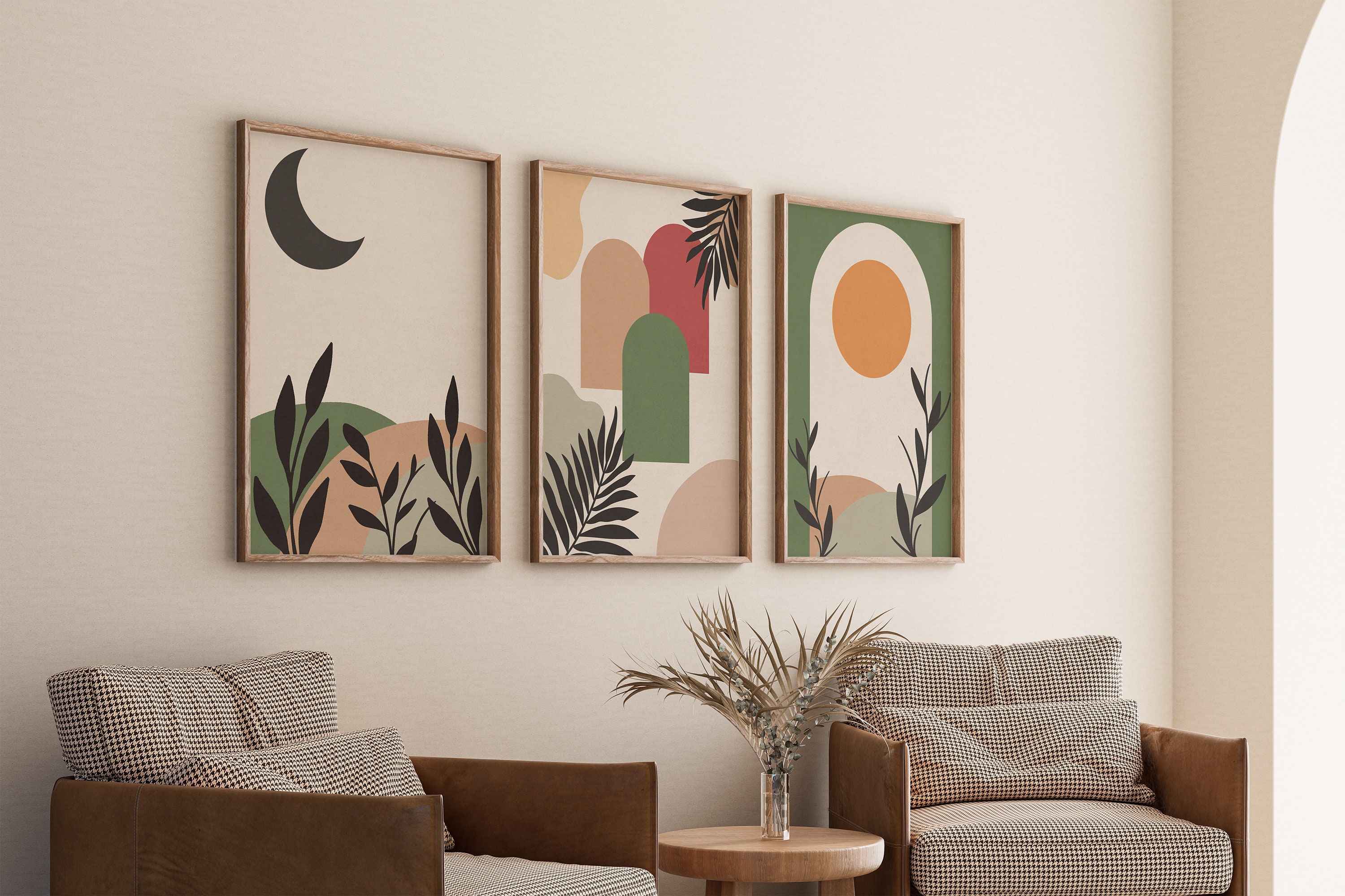 Boho Art Prints Set of 3, Modern Wall Art, Modern Wall Decor, Neutral ...