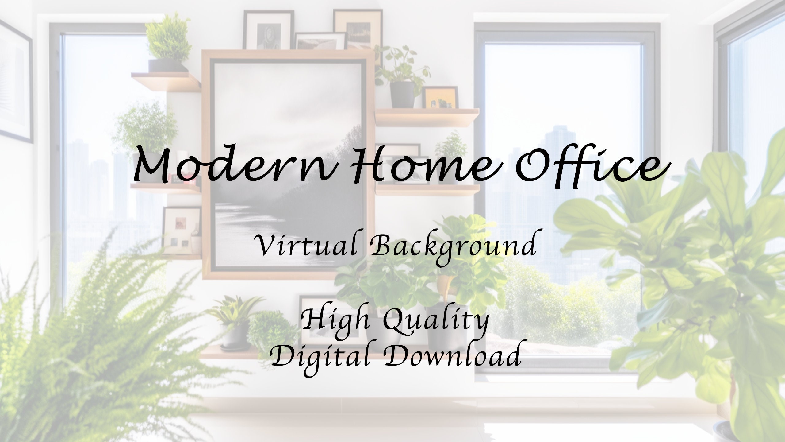 Modern Home Office Virtual Background With Windows Bookshelf - Etsy
