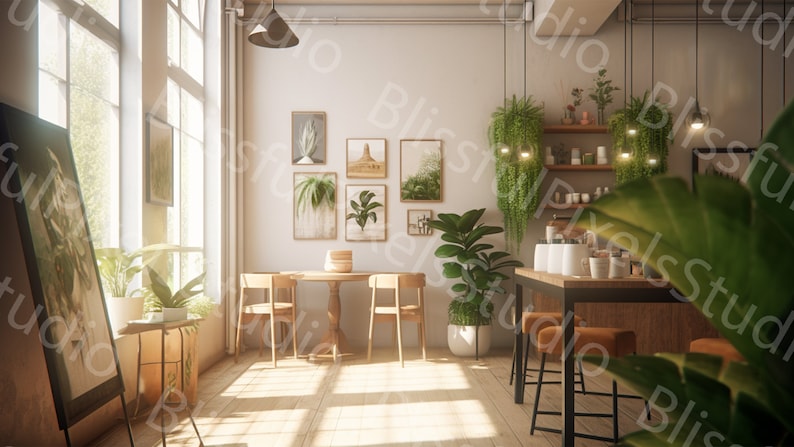 Modern Coffee Shop Virtual Background Bundle - Set of 4 - Etsy