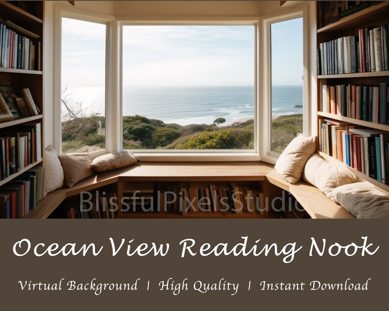 Reading Nook Virtual Background Ocean View Beach - Etsy