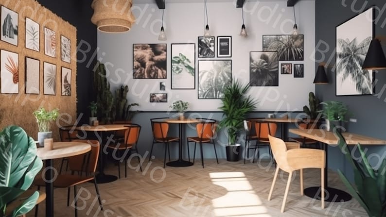 Modern Coffee Shop Virtual Background Bundle - Set of 4 - Etsy