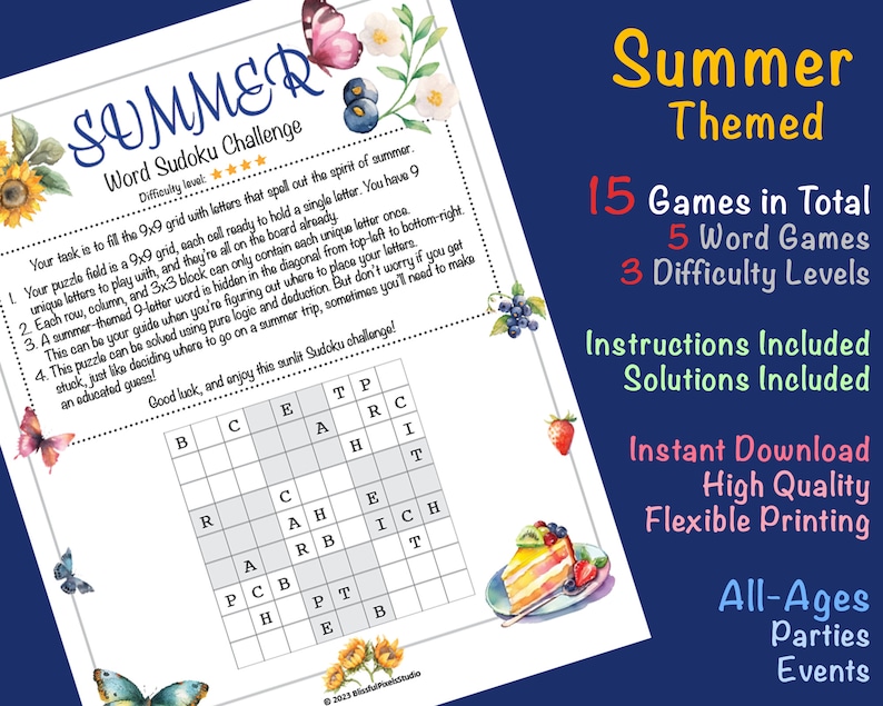 Summer Word Games Bundle 15 Printable Games: Cryptogram, Crossword ...