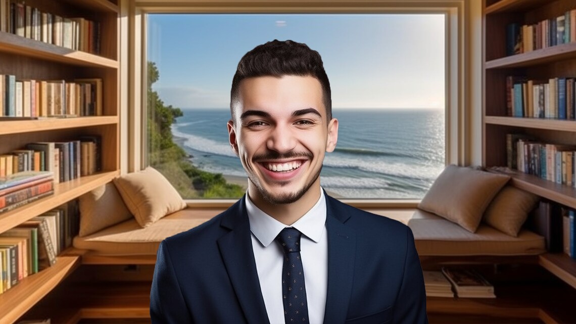 Reading Nook Virtual Background Bundle Set of 4 Bookshelf, Window, View ...