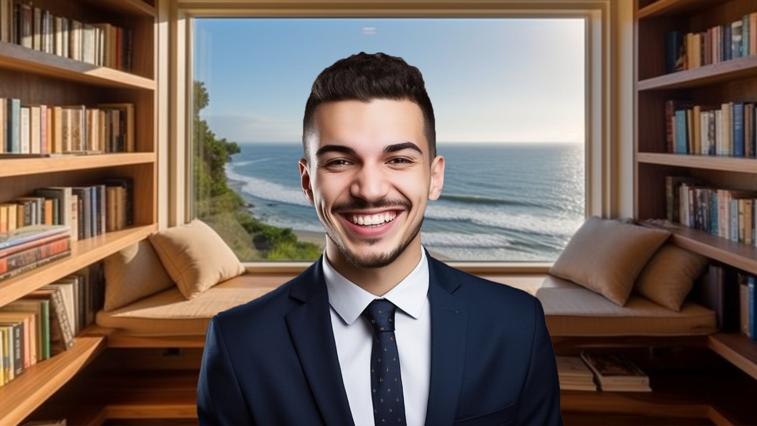 Reading Nook Virtual Background Bundle - Set of 4 | Bookshelf, Window ...