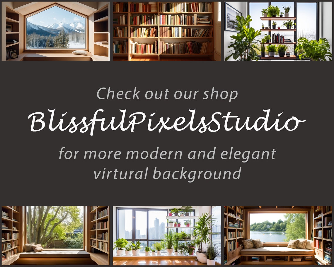 Modern Home Office Virtual Background With Windows, Bookshelf, Plants ...