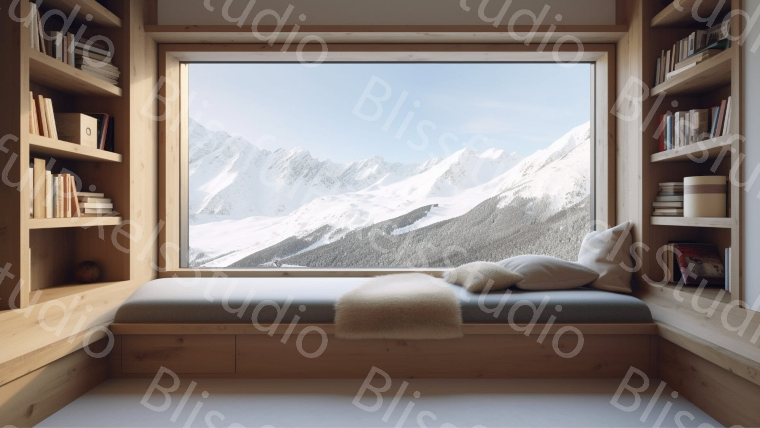 Reading Nook Virtual Background Bundle - Set of 4 | Bookshelf, Window ...