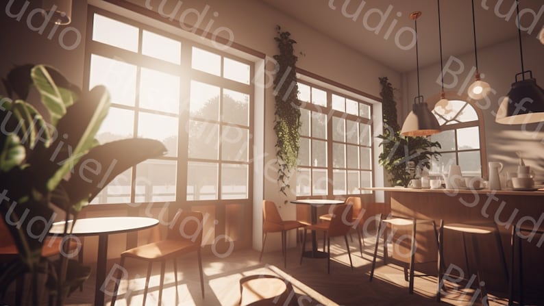 Modern Coffee Shop Virtual Background Bundle - Set of 4 - Etsy