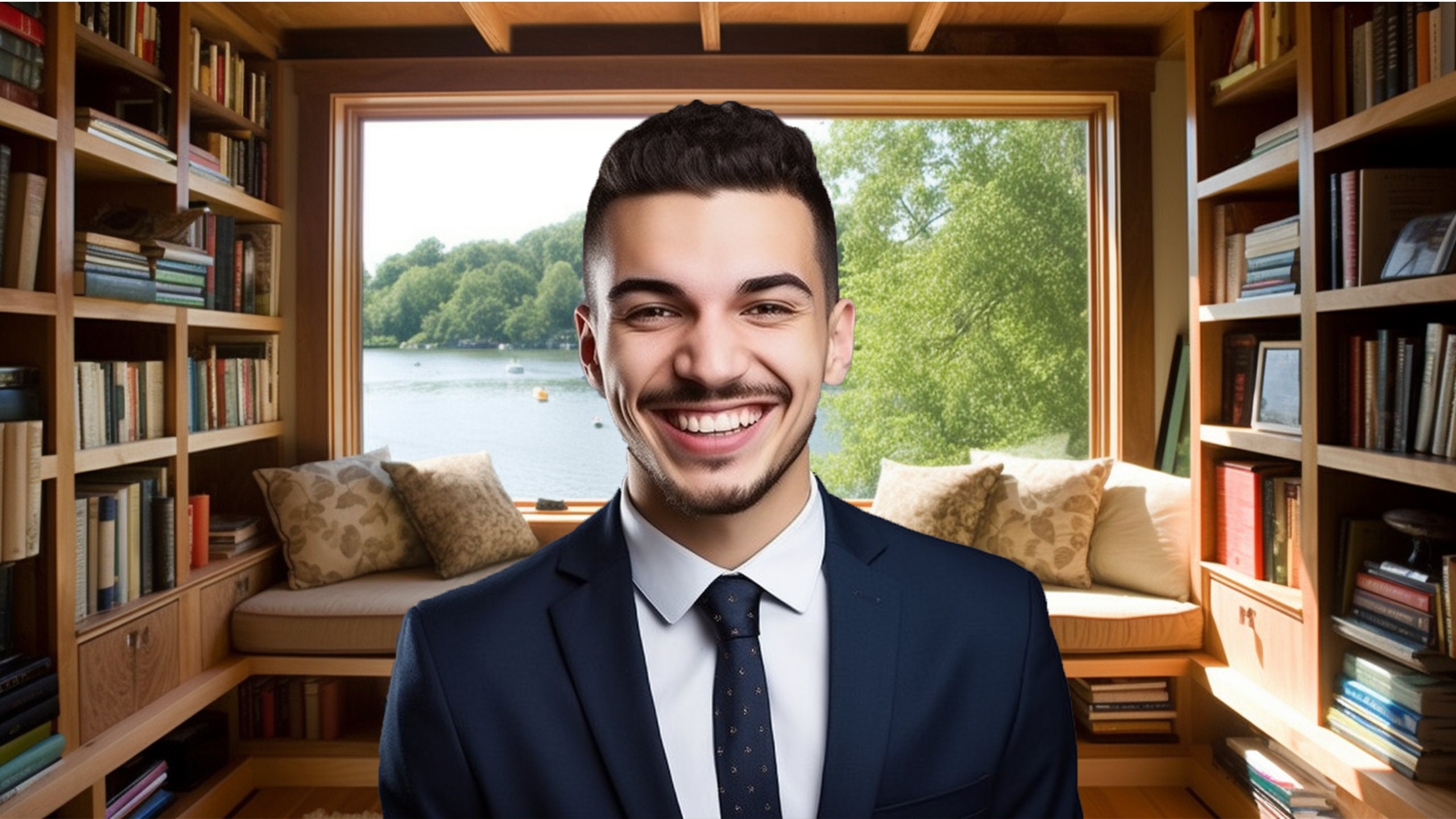 Reading Nook Virtual Background Bundle - Set of 4 | Bookshelf, Window ...