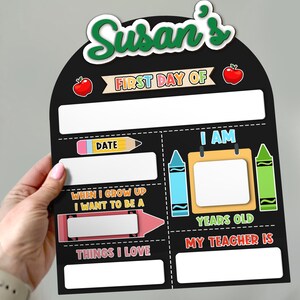 Custom First Day of Kindergarten Sign, Personalized Back to School ...