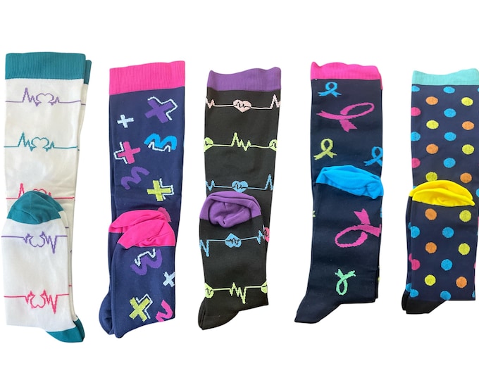 Colorful Patterned Compression Socks: Knee-high Support - Etsy