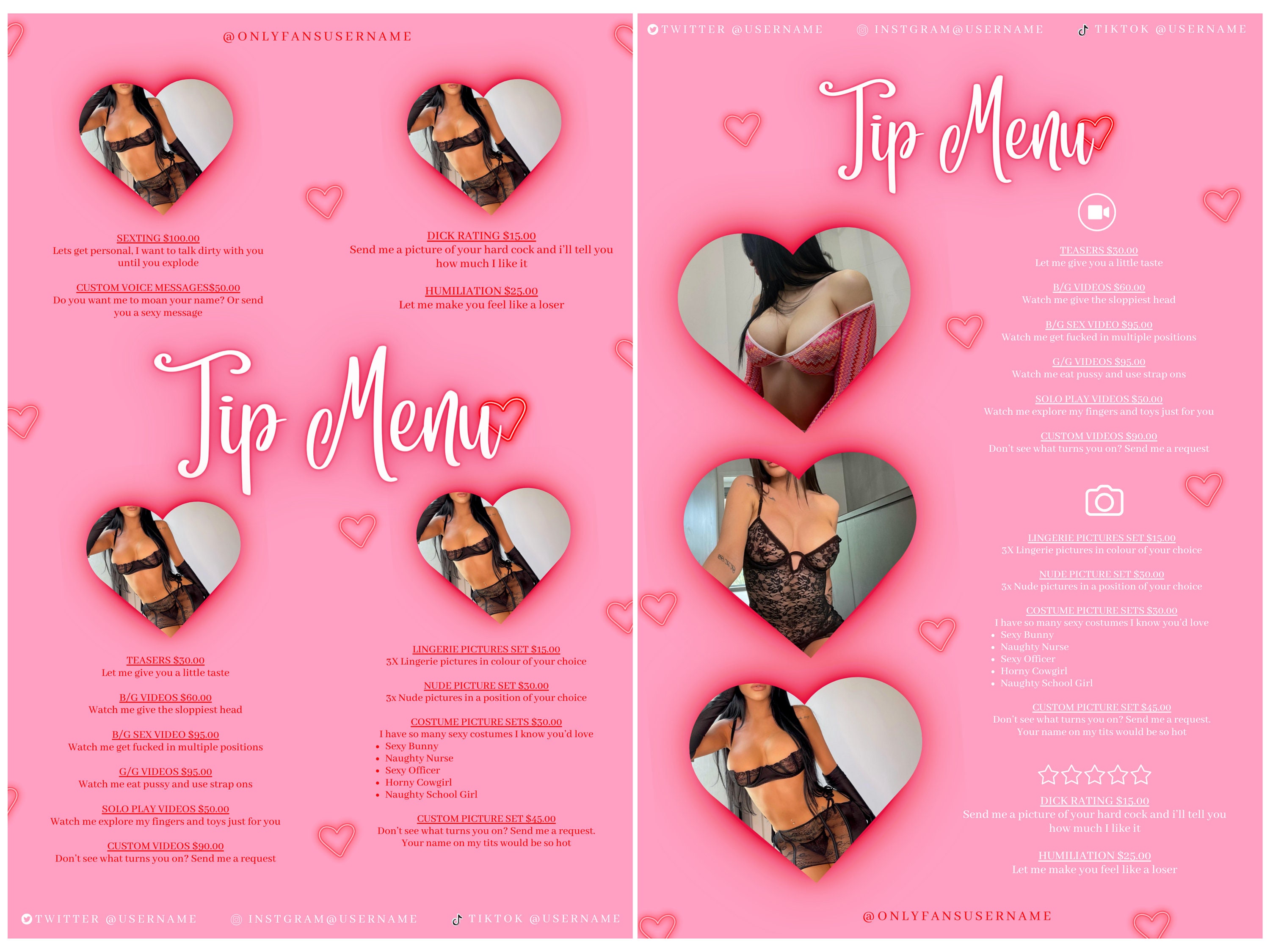 Valentines red Heart Tip Menu Templates 9 Customisable Templates to ...