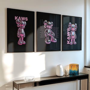 Hypebeast Chrome Kaws Wall Art Print - Figure Home Decor (3 Piece Set ...