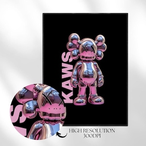 Hypebeast Chrome Kaws Wall Art Print - Figure Home Decor (3 Piece Set ...