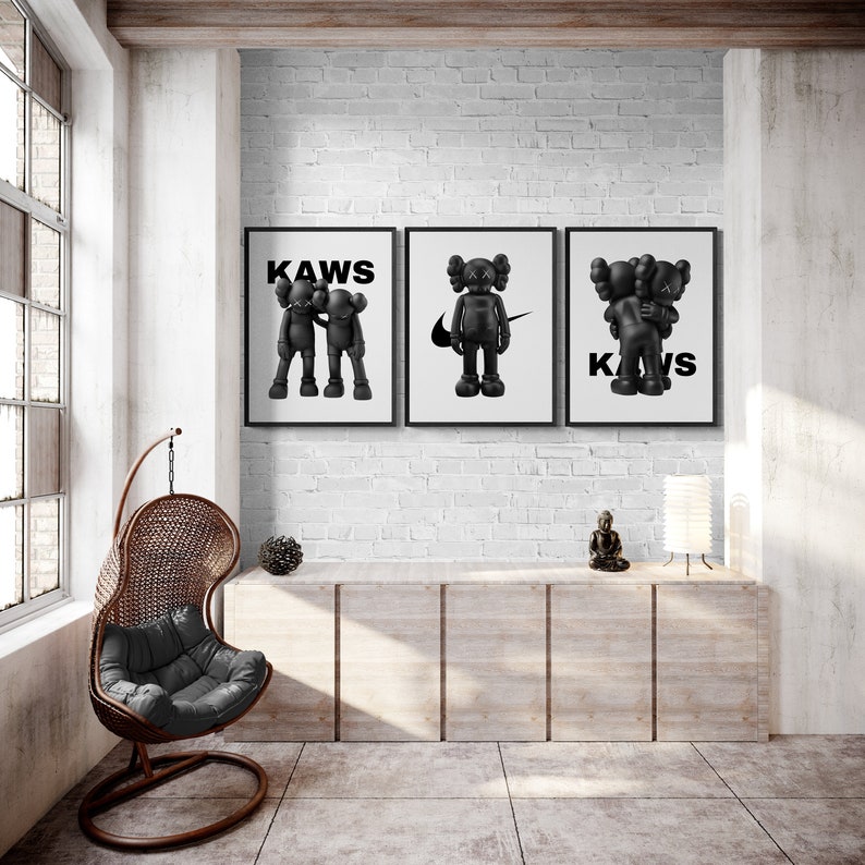 Kaws Poster Nik3, Hypebeast Poster Set, Figure Printable Wall Art ...