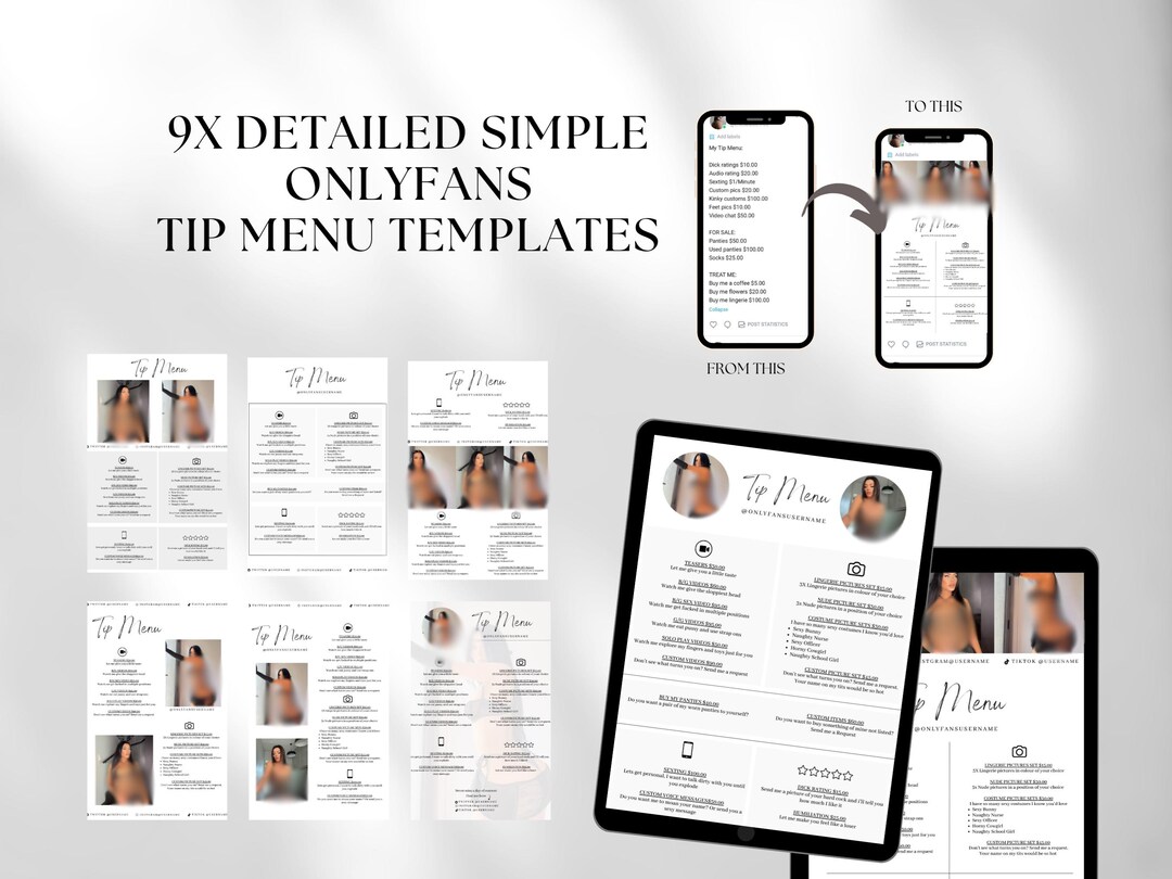Simple DETAILED Tip Menu Templates 9 Customisable Templates to Elevate ...