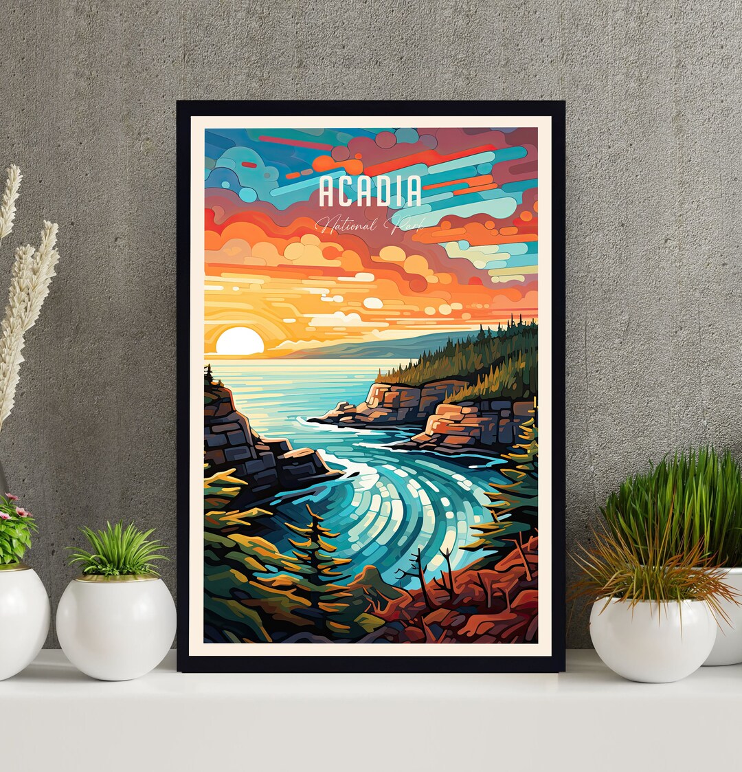 Acadia Poster Acadia National Park Print Acadia Art - Etsy
