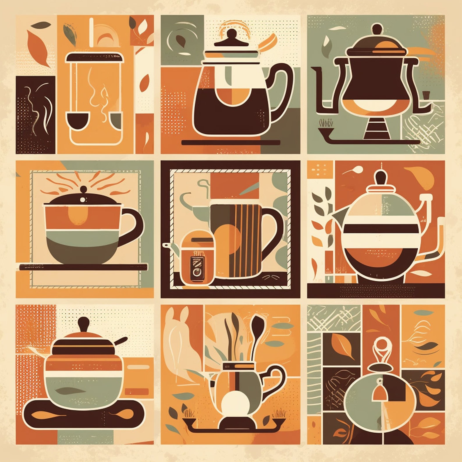 Modern Coffee Prints (collection 1): Collection of 5 Abstract Digital ...