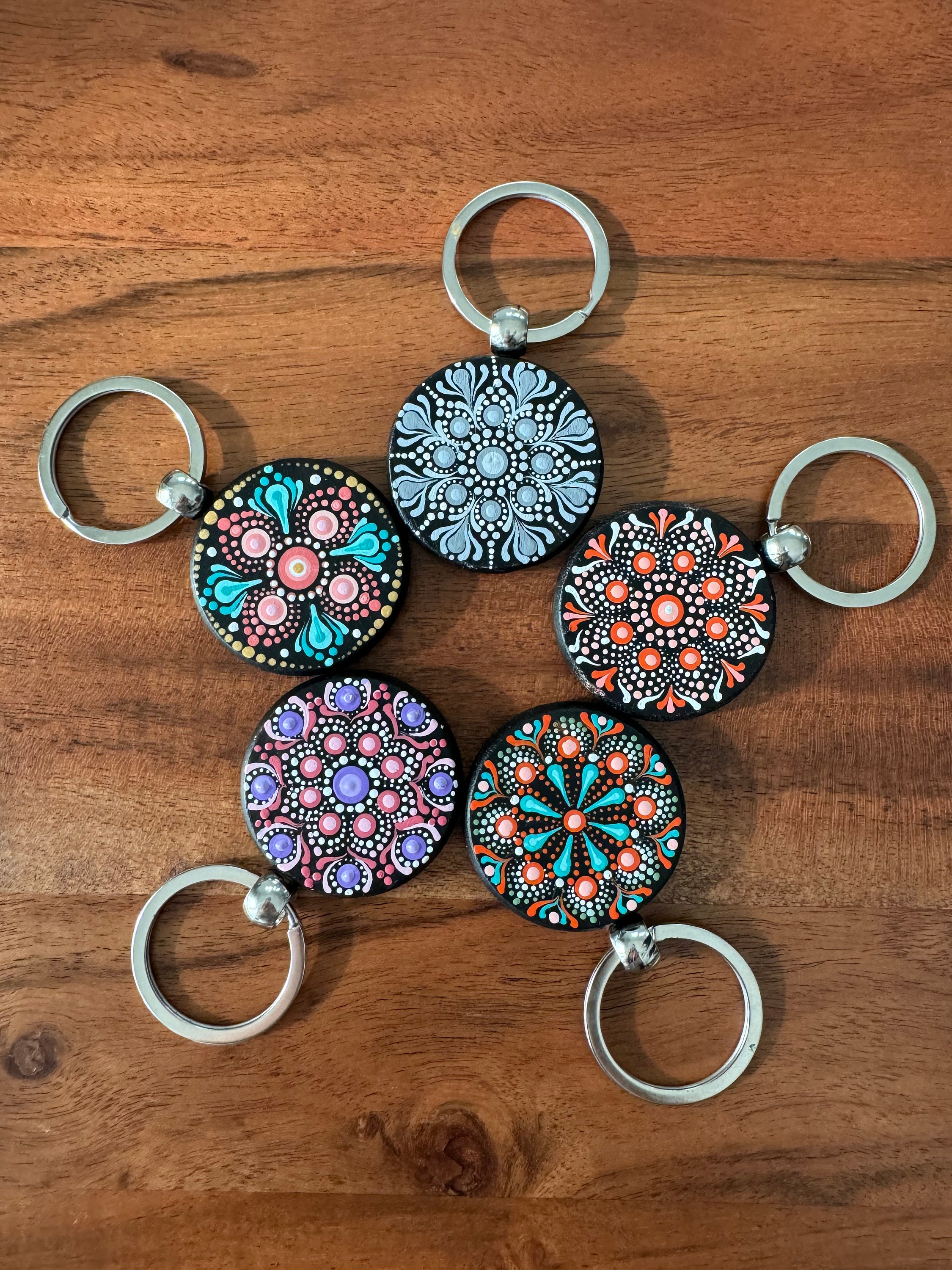 Dot Mandala Art Keychain - Etsy