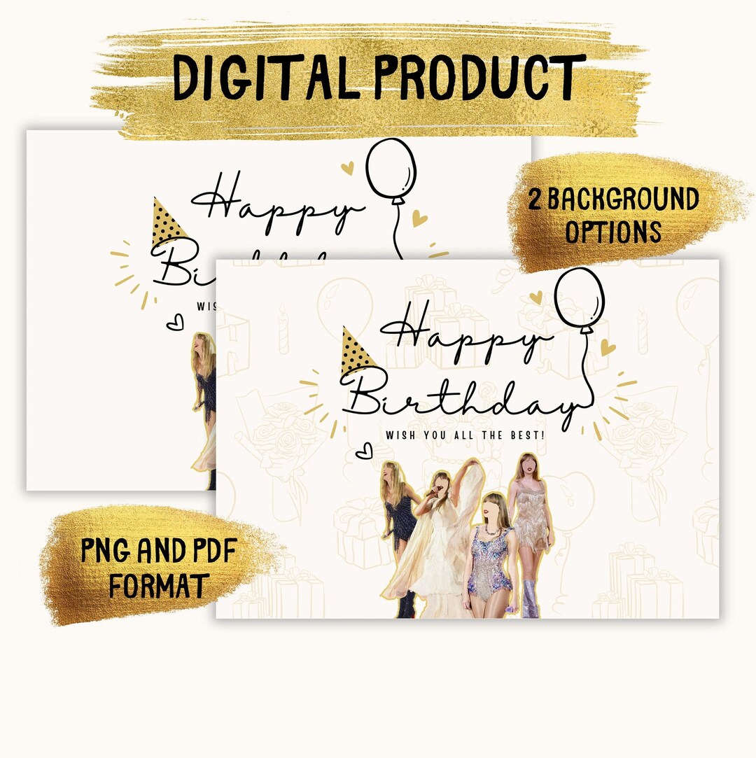 Taylor Swift Inspired Birthday Card, Digital Birthday Card, Printable ...