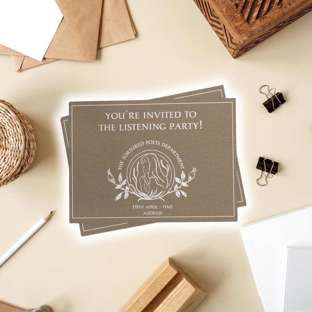 Taylor Listening Party Invitation Digital Card, the Tortured Poets ...