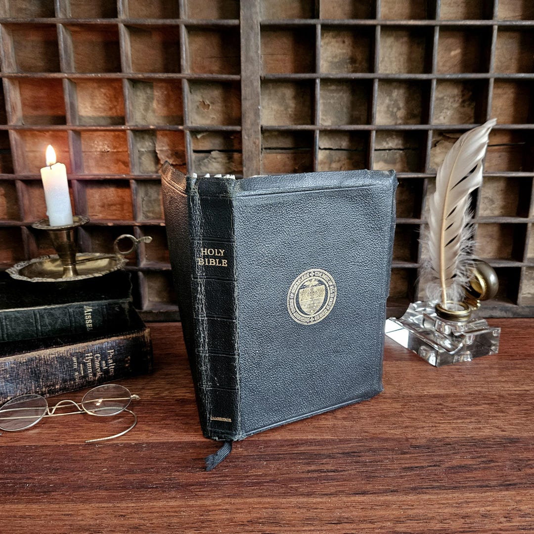 Vintage Holy Bible, Soft Cover Black With Gold Gilt Lettering and Pages ...