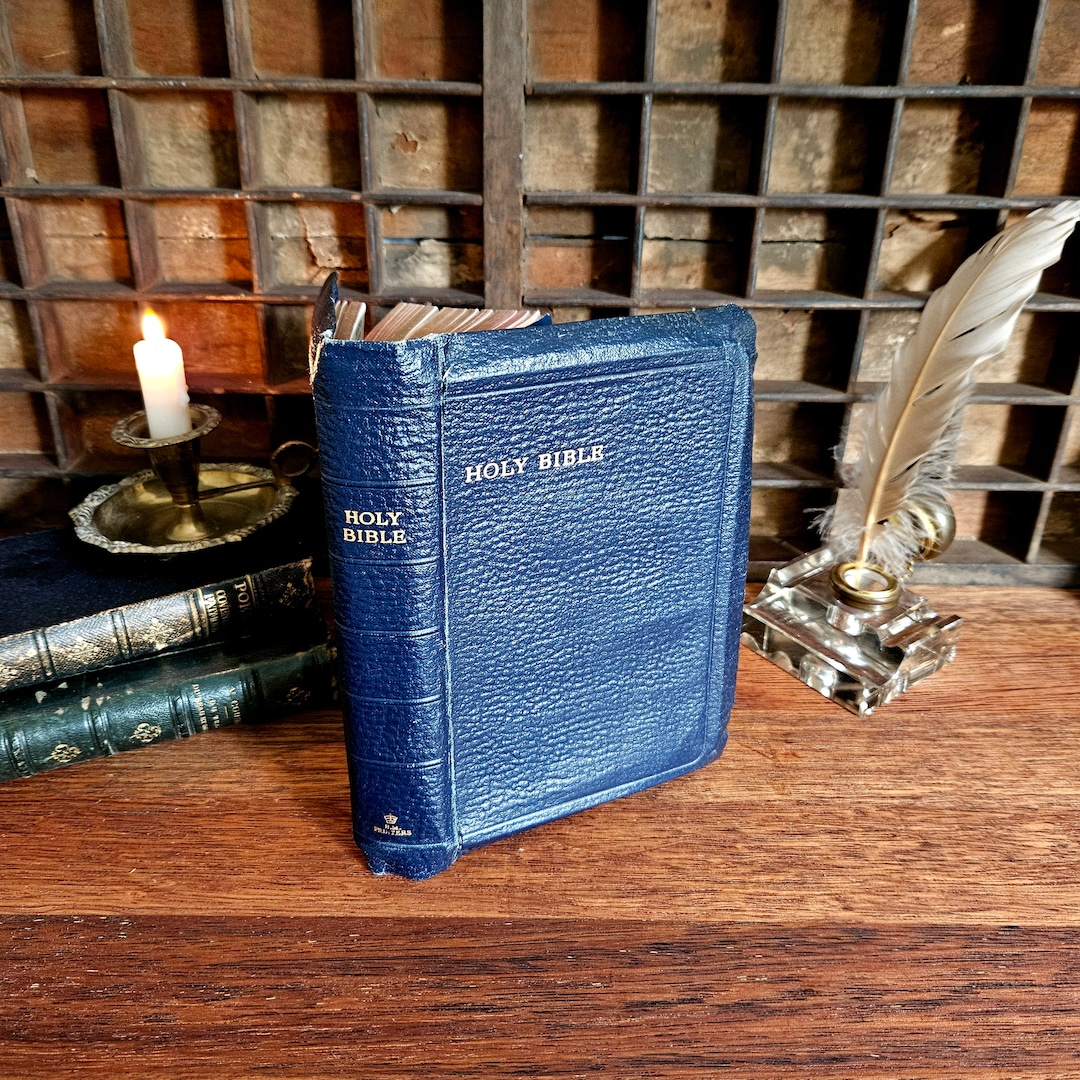 Vintage Holy Bible, Soft Cover in Blue With Gold Gilt Detail - Etsy