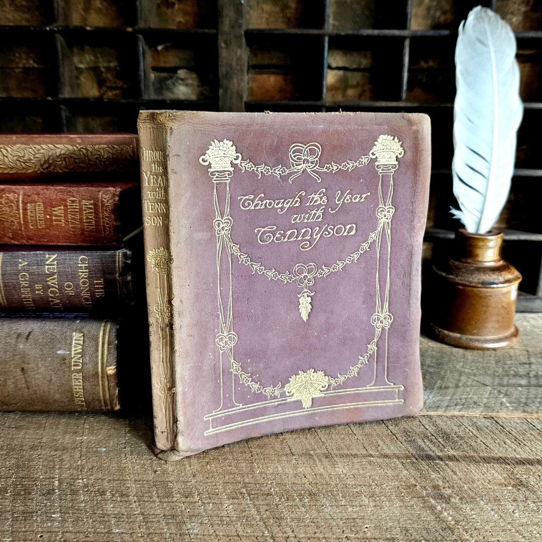 Through the Year With Tennyson, Antique Poetry Book, Soft Suede ...