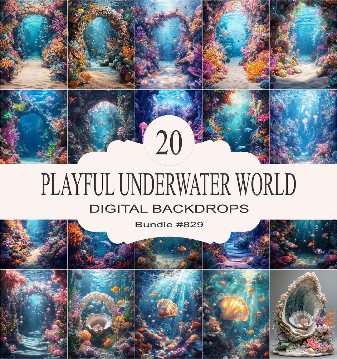 20 Playful Underwater World Digital Backdrops, Magical Ocean Scenes for ...