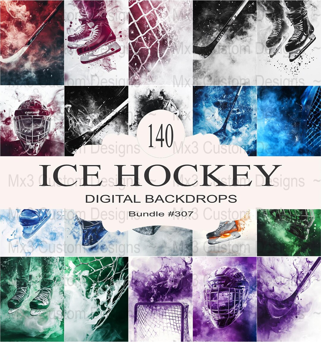 Ice Hockey Digital Backdrops Bundle, 140 Creative Backdrops Collection ...