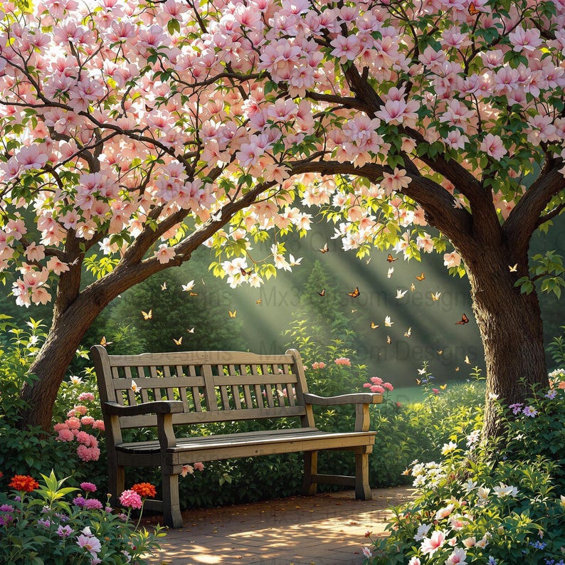 21 Spring Butterflies Digital Backdrops, Nature Garden Scenes, Sunlit ...