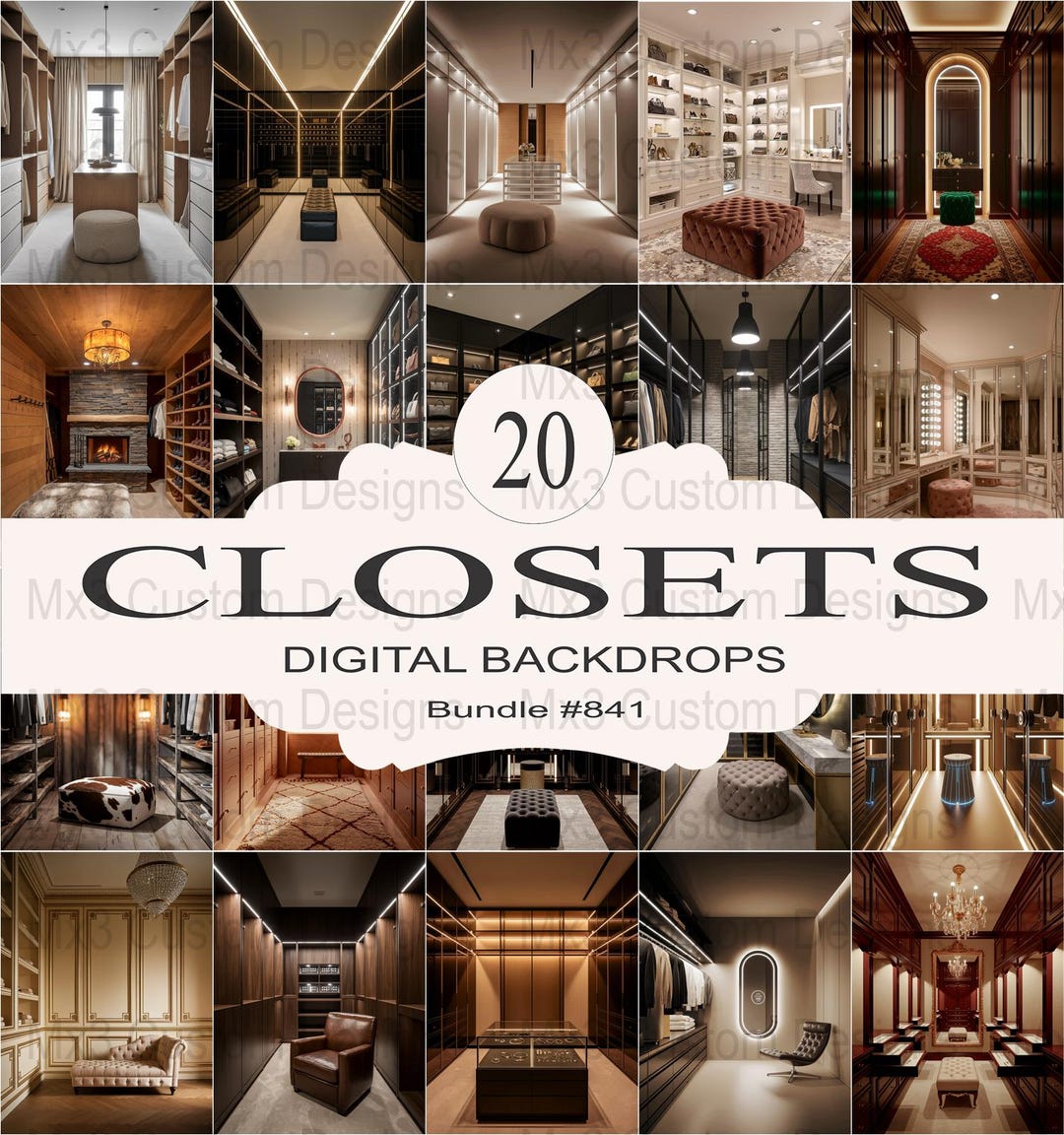 20 Closets Digital Backdrops, Digital Photography Backdrops Bundles ...