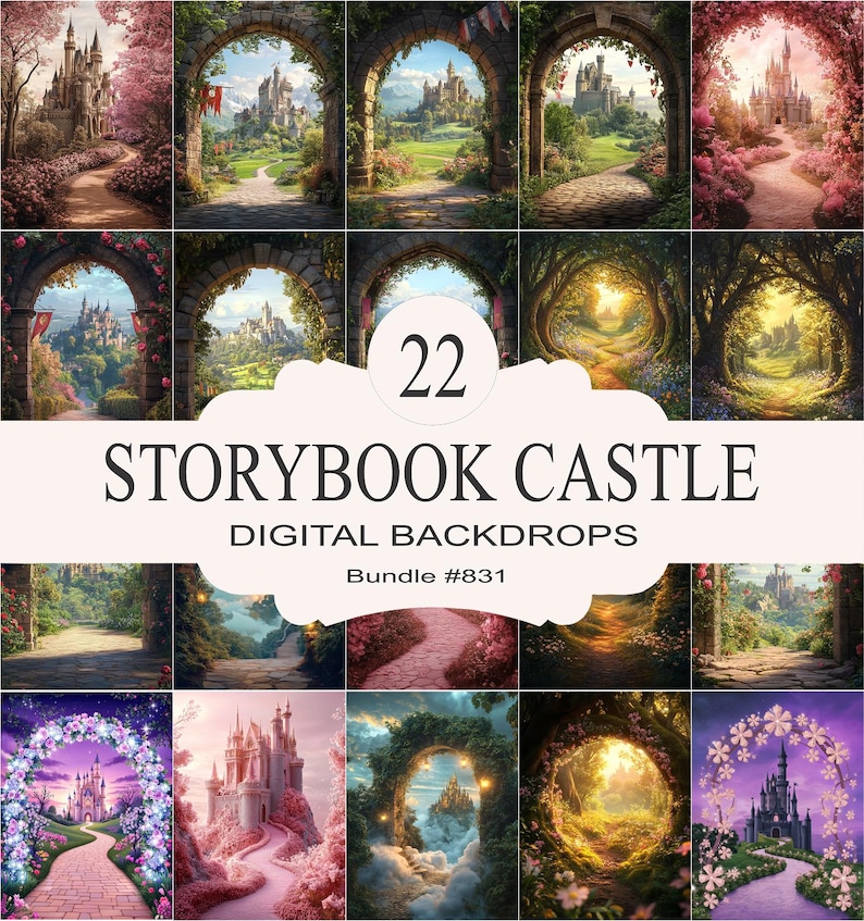 Storybook Castle Digital Backdrops Pack of 22, Perfect for ...