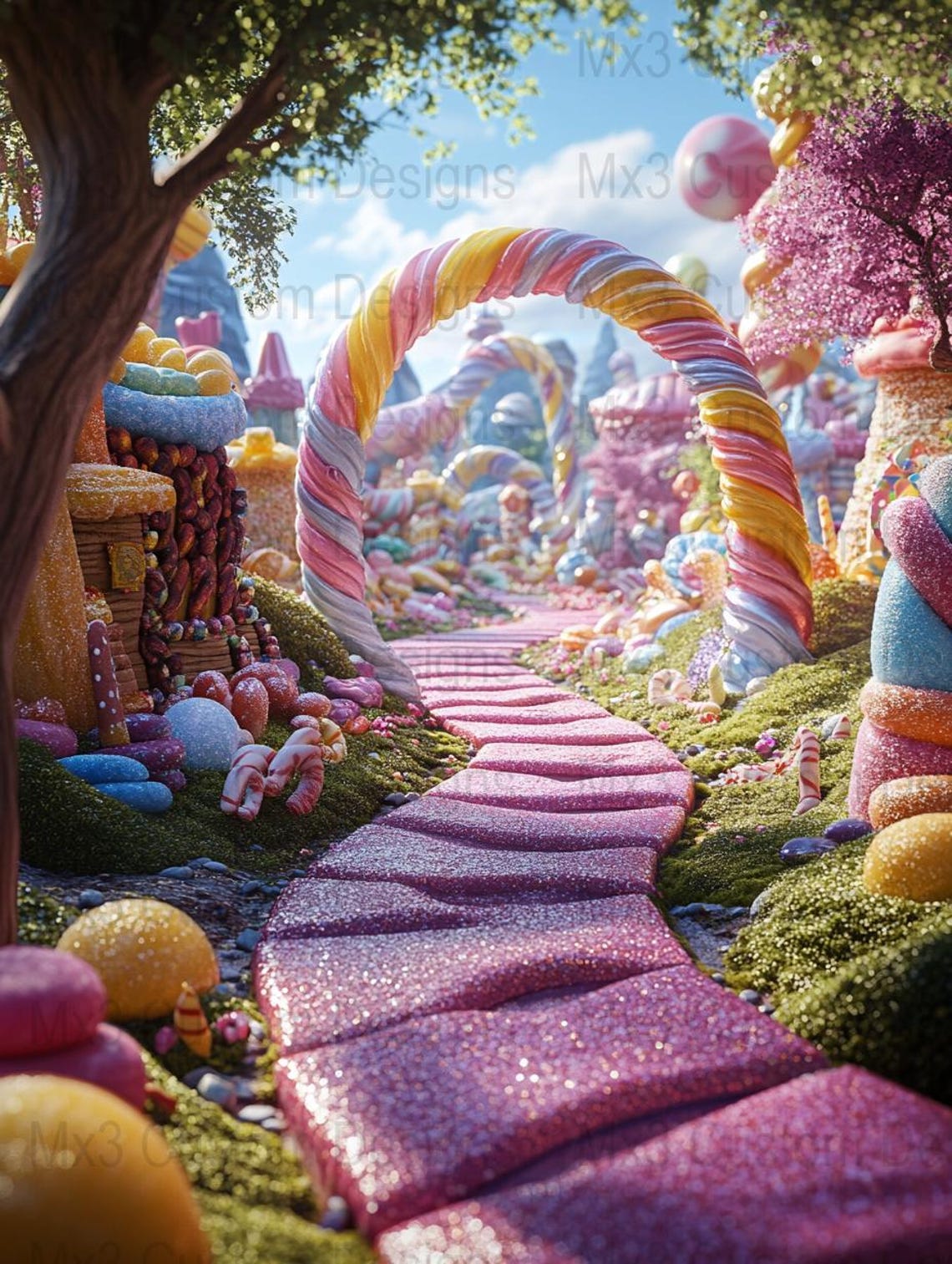Magical Candyland Digital Background, Whimsical Candy-themed Backdrop ...