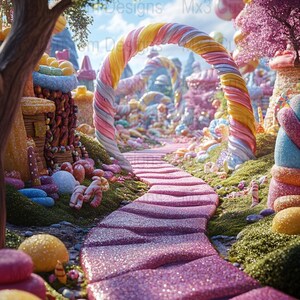 Magical Candyland Digital Background, Whimsical Candy-themed Backdrop ...