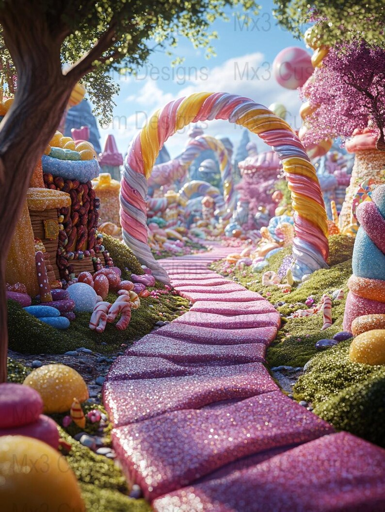 Magical Candyland Digital Background, Whimsical Candy-themed Backdrop ...